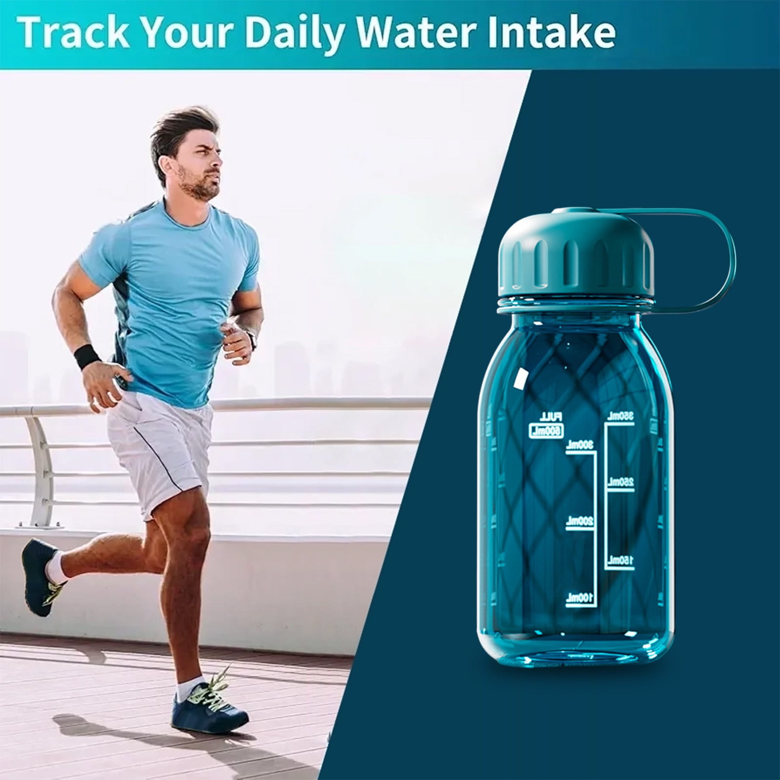 500ml Transparent Water Bottle, Leakproof Sports Water Bottle with ...