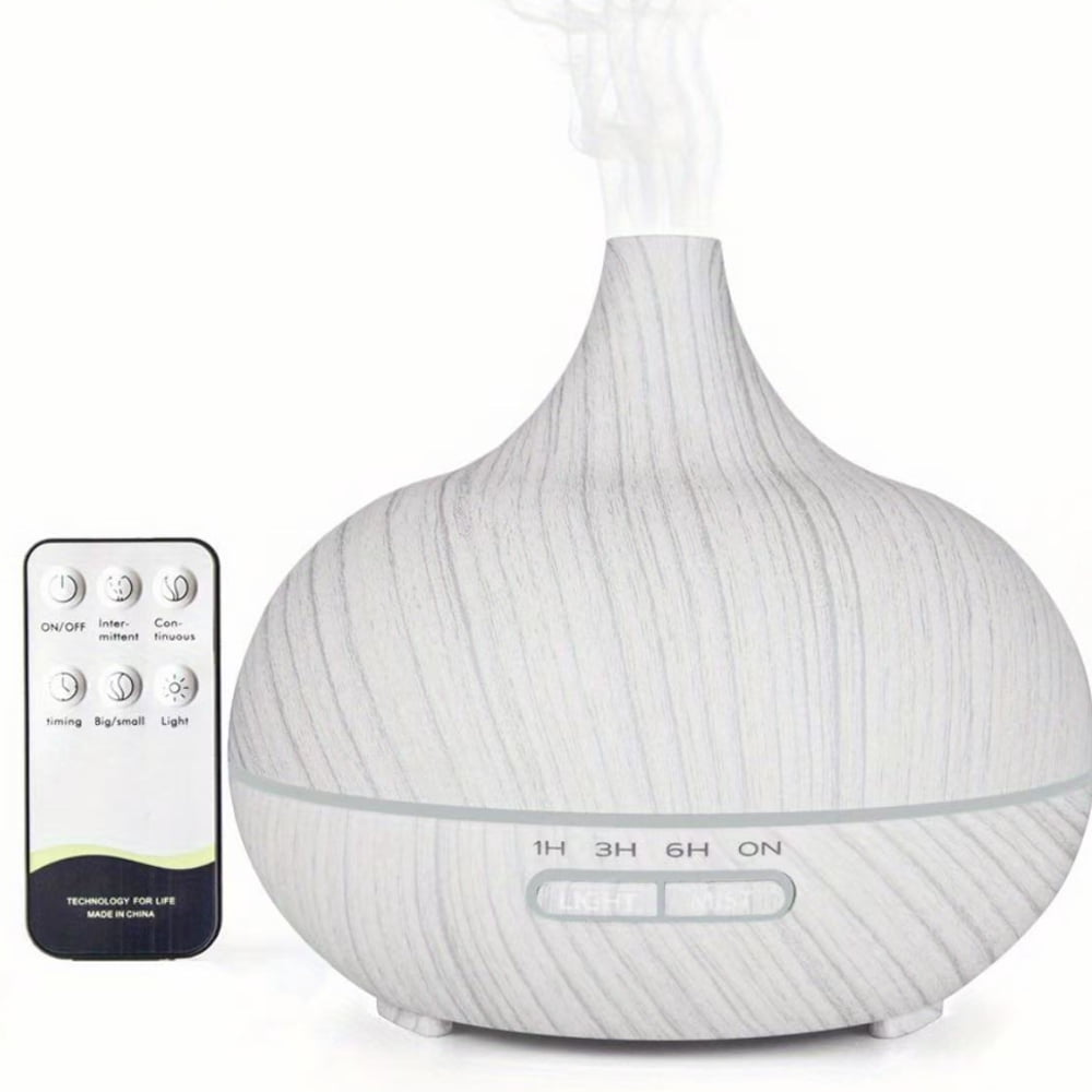 500ml Wood Grain Ultrasonic Aromatherapy Diffuser with Remote & 7-Color ...