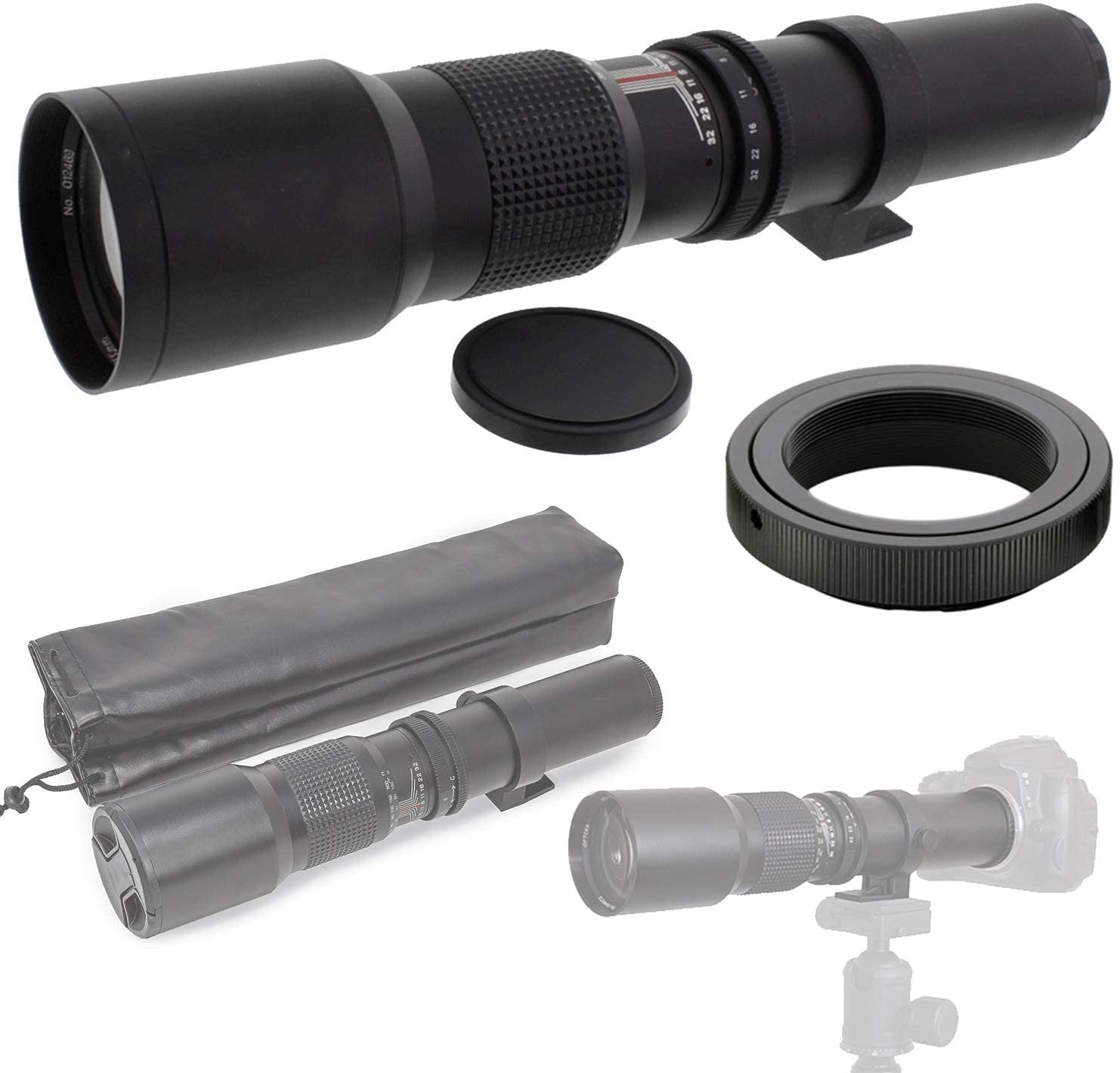 500mm F/8-32 HD Preset Telephoto Lens for Canon EOS 80D, 77D, 70D, 60D ...