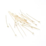 500pc 304 Stainless Steel Eye Pins Real 18K Gold Plated 35x3mm Hole: 1 ...
