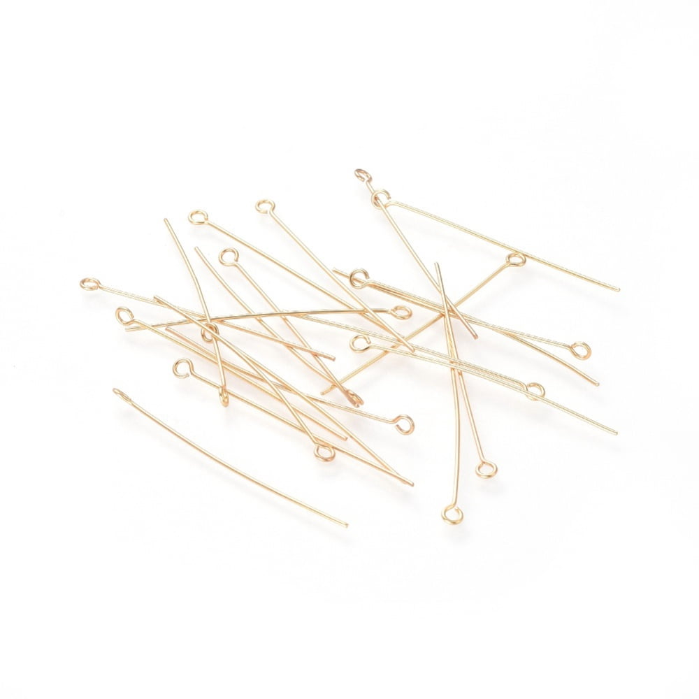 500pc 304 Stainless Steel Eye Pins, Real 18K Gold Plated 45x3mm Hole: 1 ...