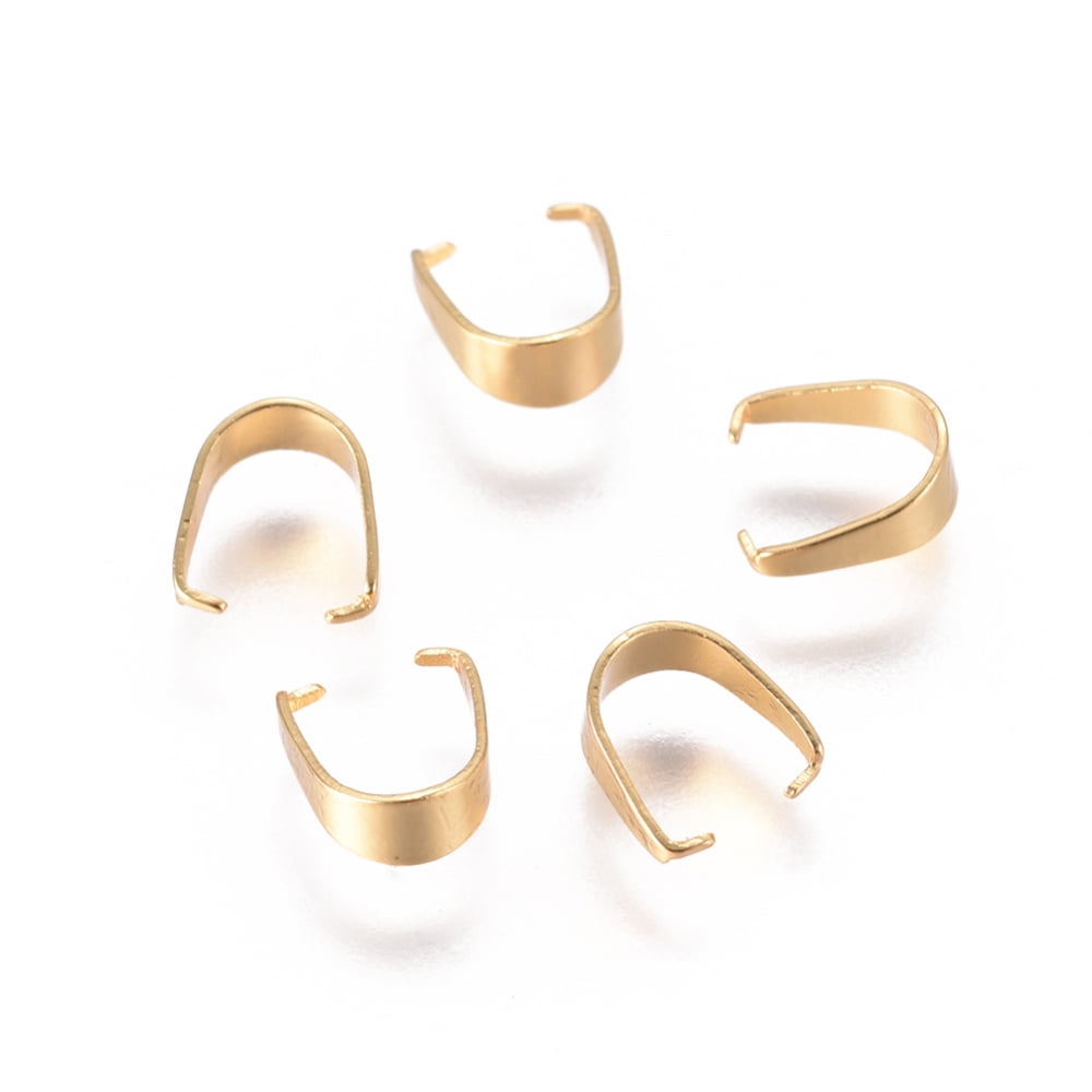 500pc 304 Stainless Steel Snap on Bails Real 18K Gold Plated 6.5x3mm ...