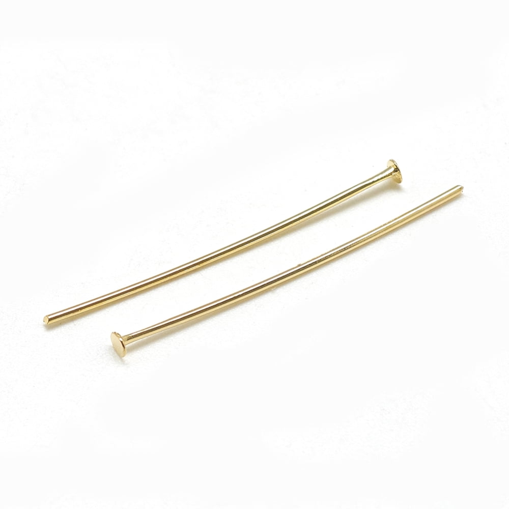 500pc Brass Flat Head Pins Real 18K Gold Plated 30x0.8mm Head: 2mm ...