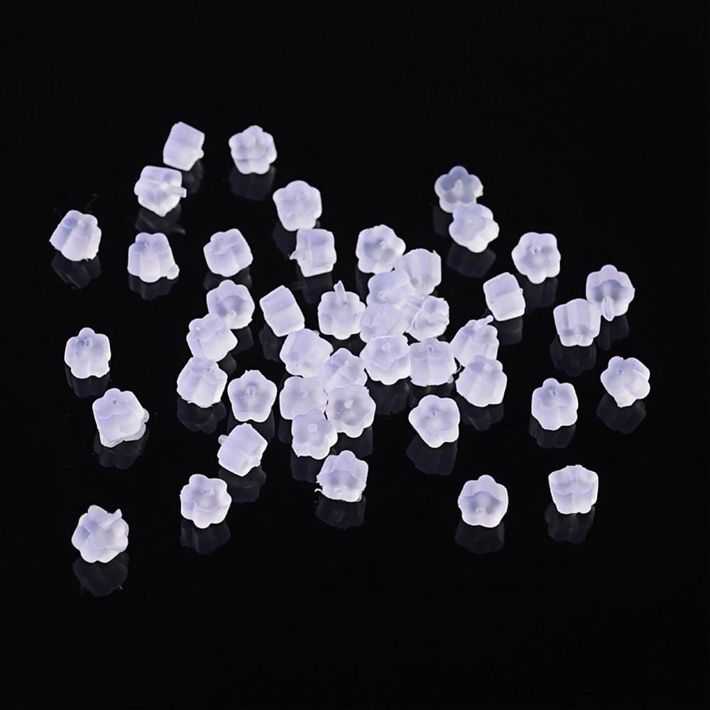 500pc Plastic Ear Nuts Earring Backs White Size: 2.5mm long 4mm wide 2 ...
