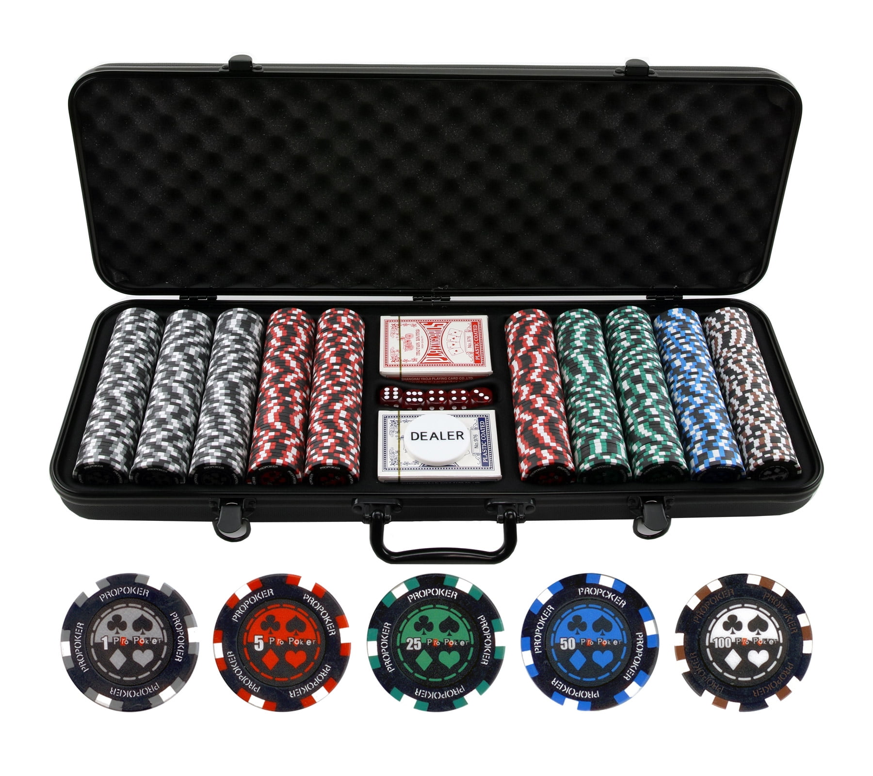 Pro Poker 500pc Colored Casino Quality 13.5g Clay Poker Chips Set with ...
