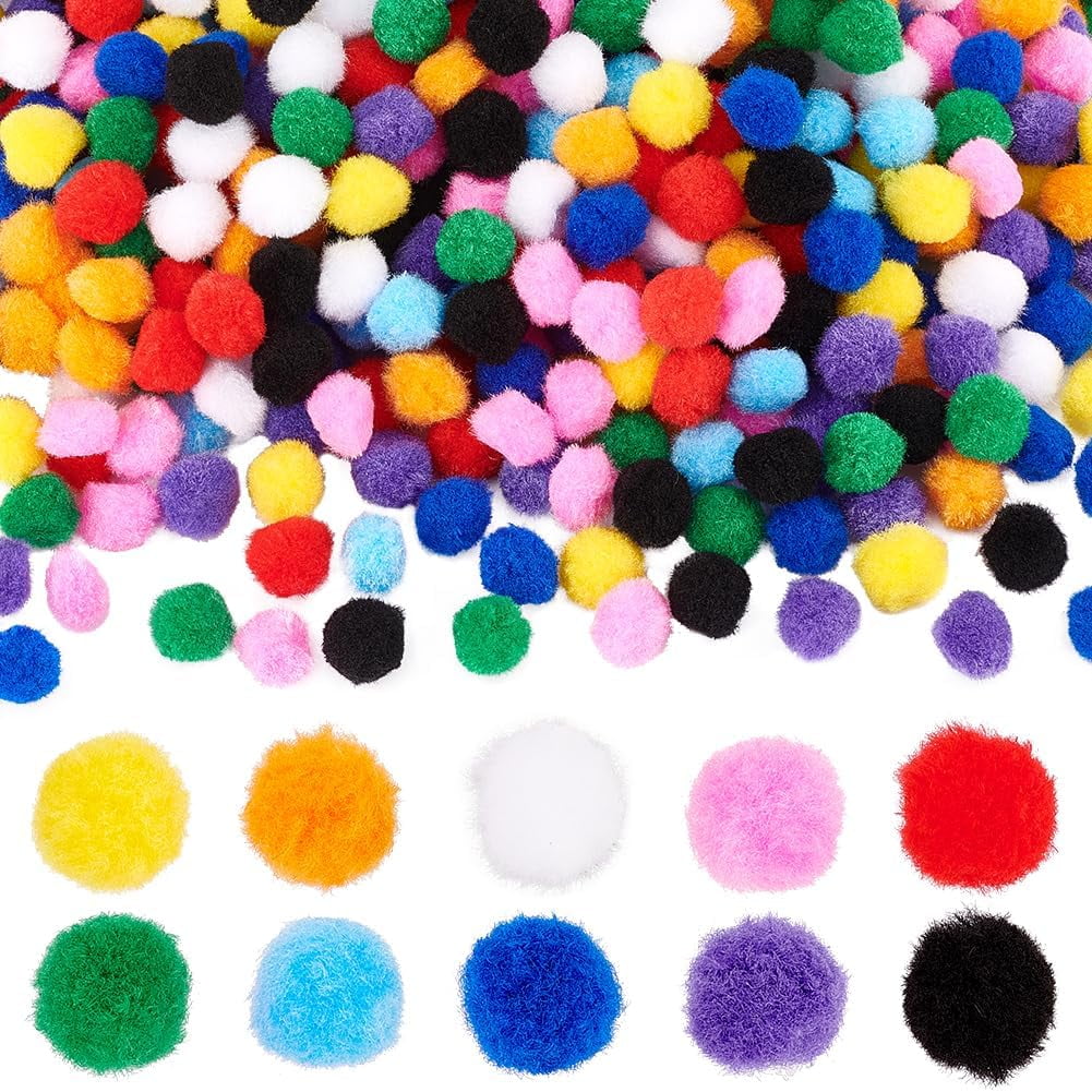 500pcs 10 Colors Pom Poms 20mm Pompom Puff Balls Rainbow Colors Soft ...