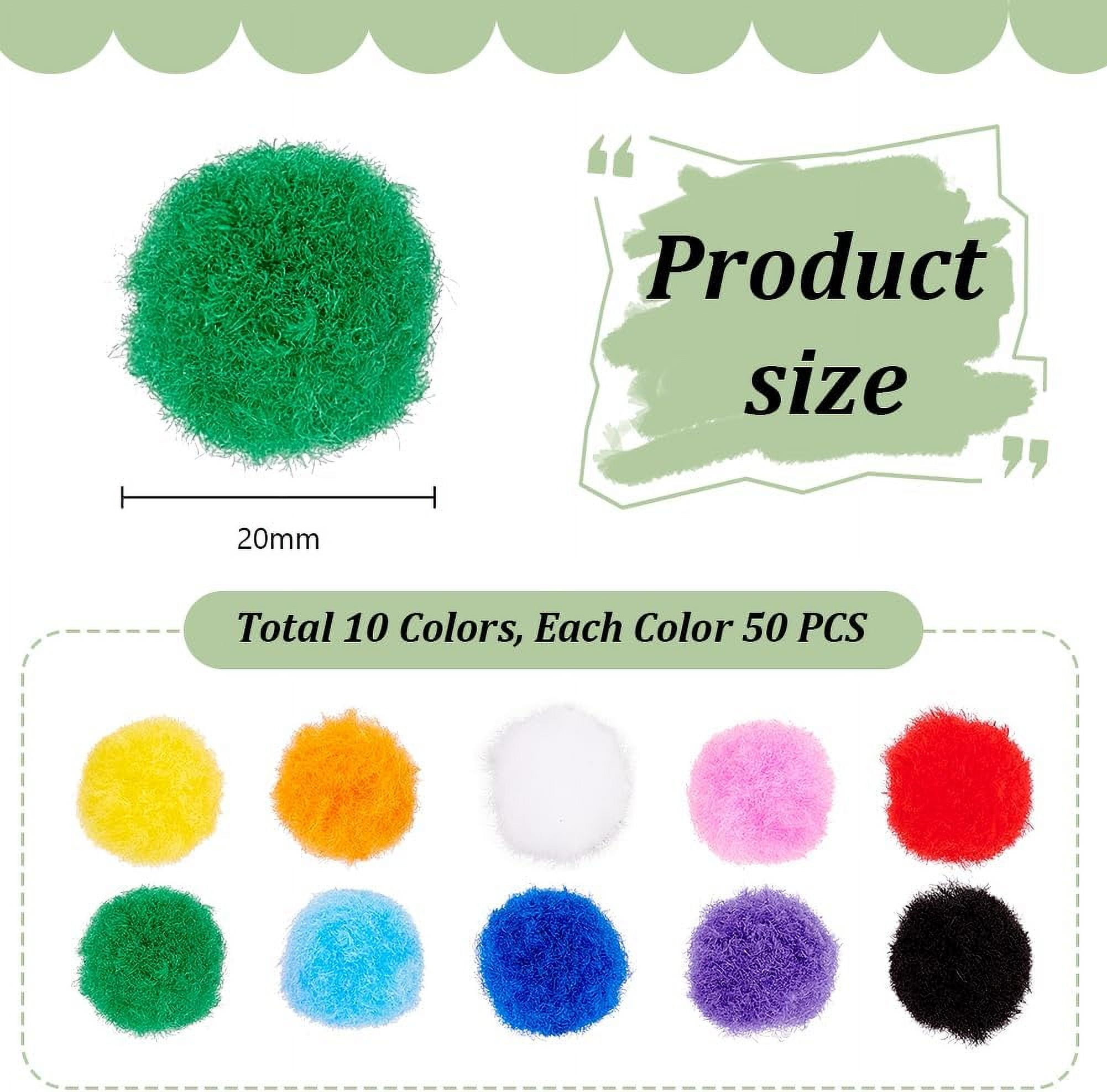 500pcs 10 Colors Pom Poms 20mm Pompom Puff Balls Rainbow Colors Soft ...