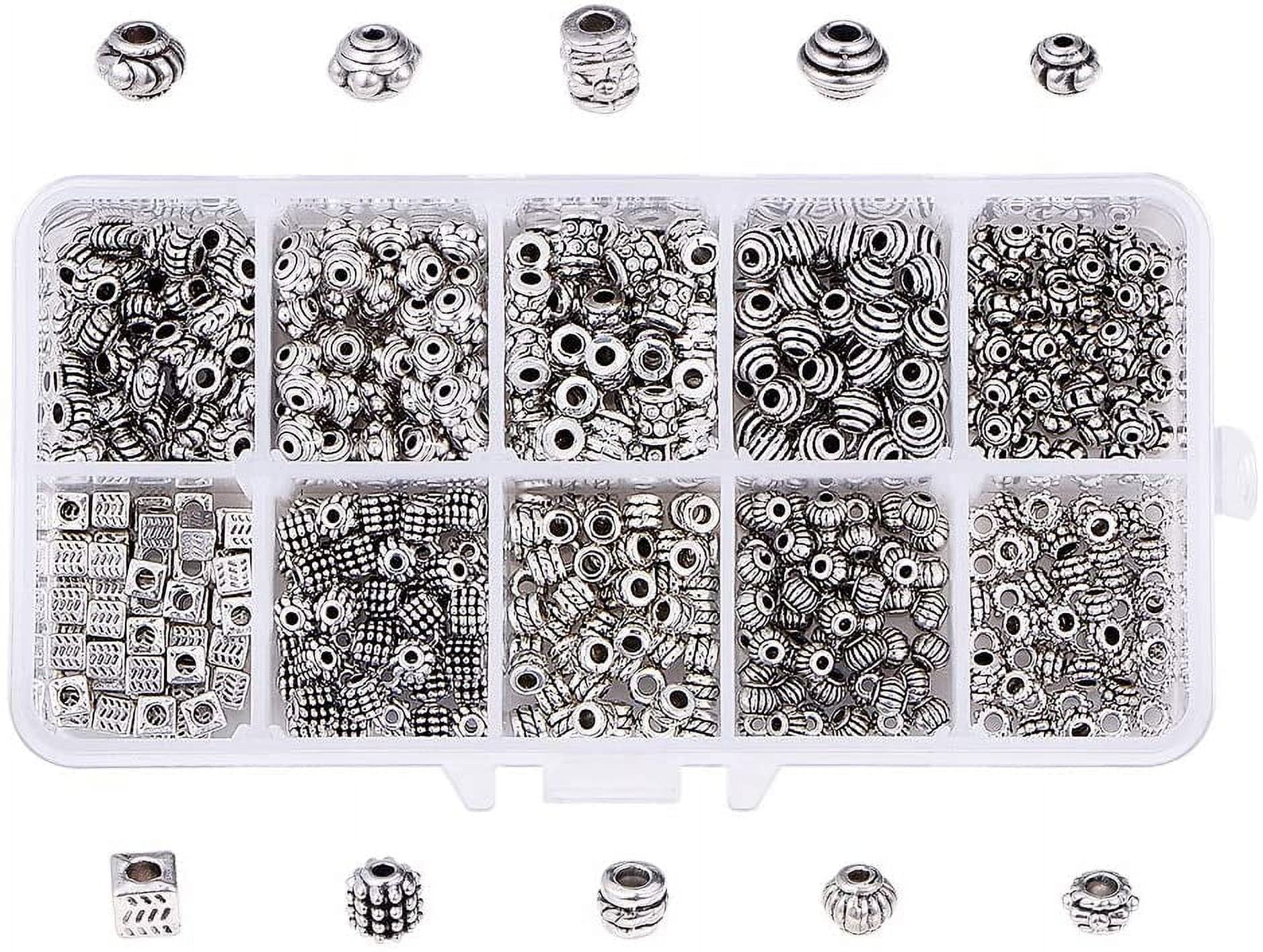 500pcs 10 Style Jewelry Spacers Beads Tibetan Alloy Lantern Cube Beads ...