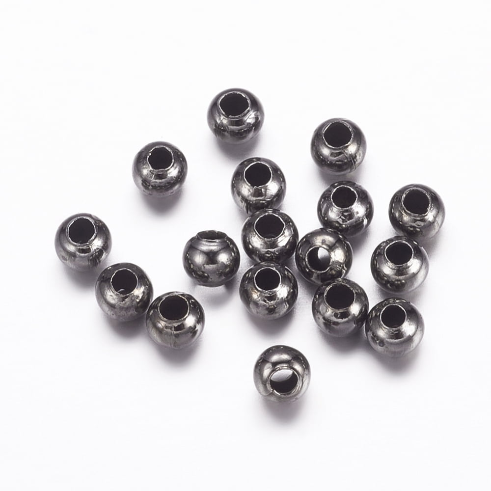 500pcs 10000pcs Iron Spacer Beads Round Gunmetal 3mm in diameter 3mm ...