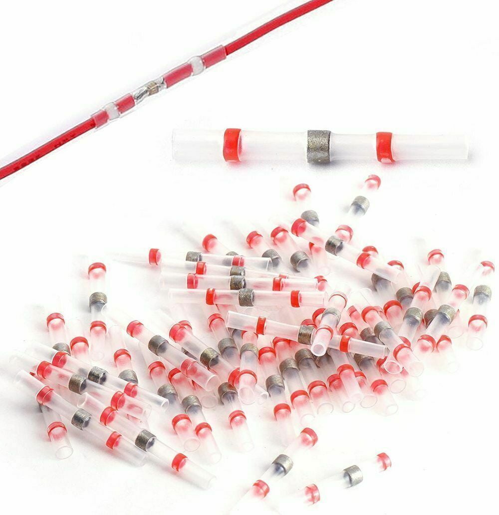 500pcs 22-18AWG Wire Connectors Heat Shrink Solder Seal Sleeve Butt ...