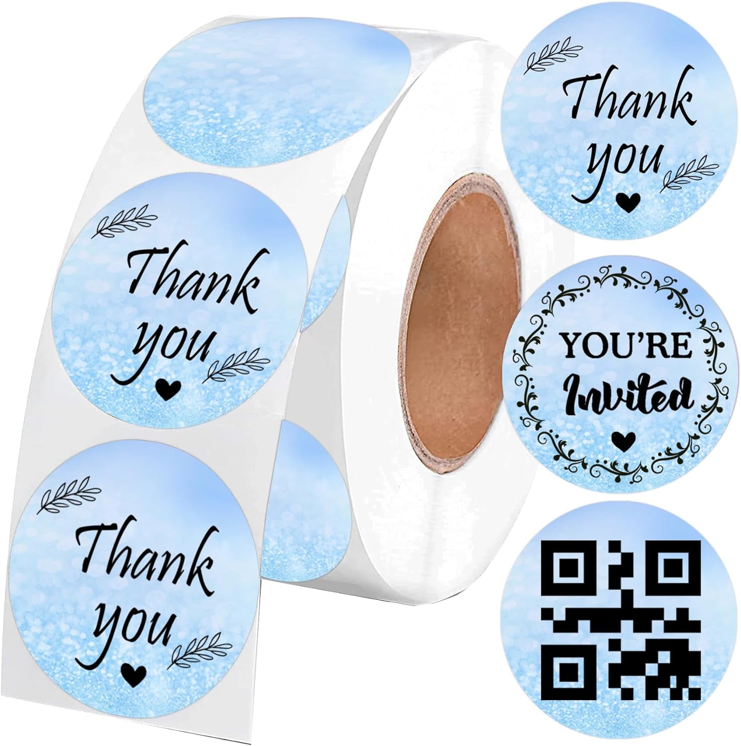 500pcs 2inch Direct Thermal Labels Blue Shiny Round Labels for Thermal ...