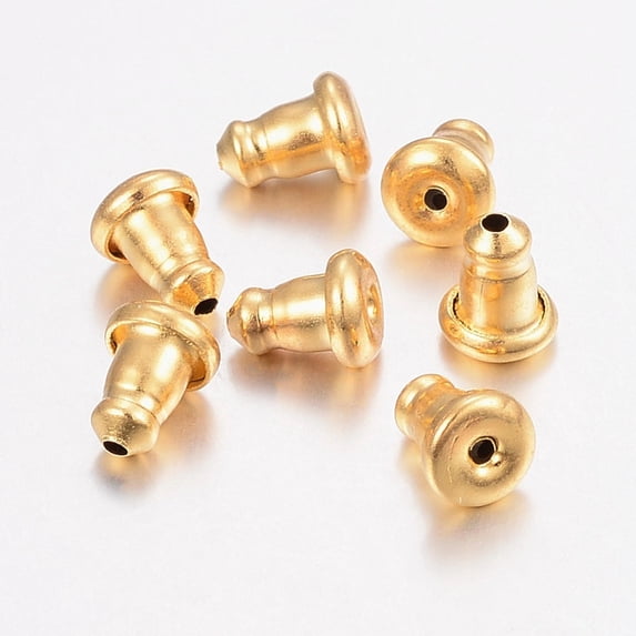 500pcs 304 Stainless Steel Ear Nuts Earring Backs Real 18k Gold Plated ...
