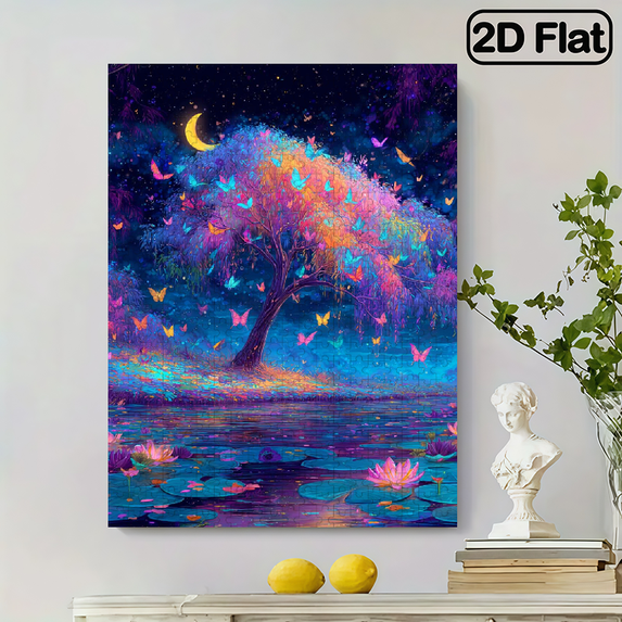 (500pcs) Adult Mini Puzzles, with Moonlit Phantom Tree Design - Scratch ...