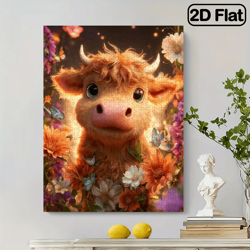 500pcs Cartoon Cow Flowers Puzzle Cardboard Jigsaw, Portable Game for ...