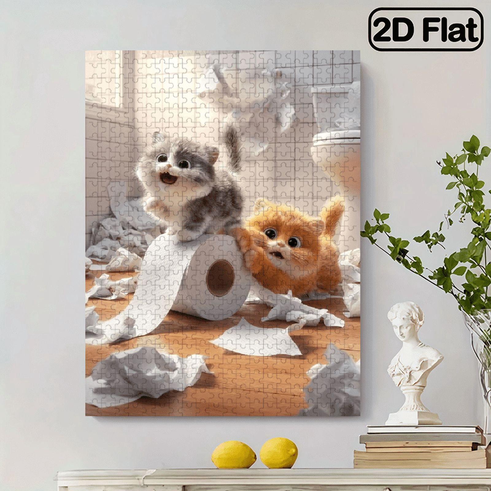 500pcs Cat And Toilet Puzzle, 20.4x15 Inch, Funny Scene Art ...