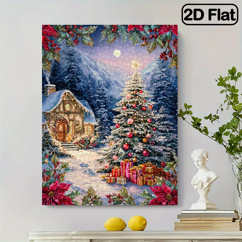 500pcs Christmas Tree Jigsaw Puzzle - Winter Village Snow Mountain Cozy ...