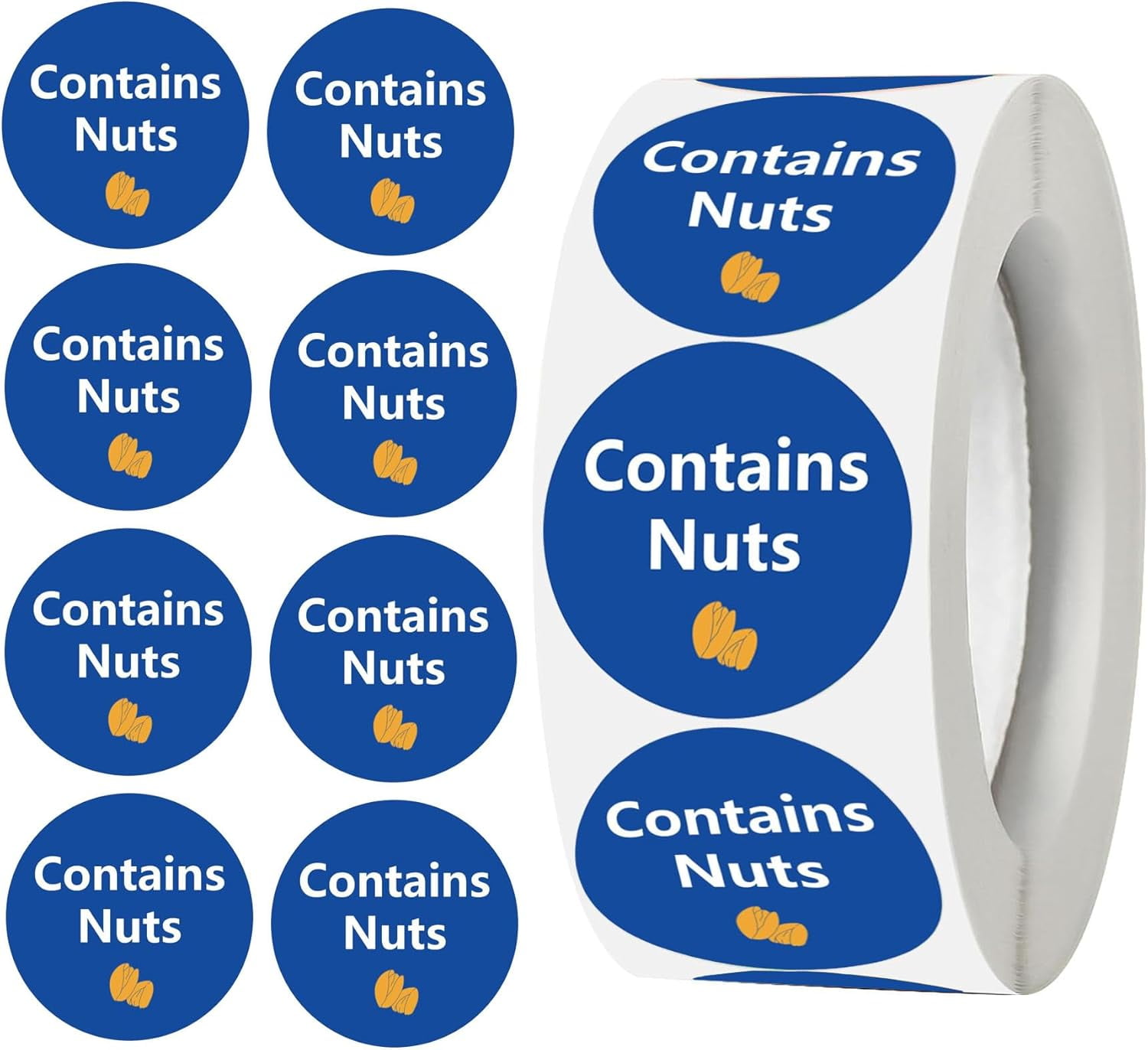 500pcs Contains Nuts Labels 1 inch Allergen Warning Stickers Round ...