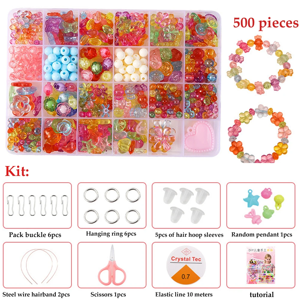 500pcs DIY Handmade Beaded Children's Toy Creative Loose Spacer Beads ...