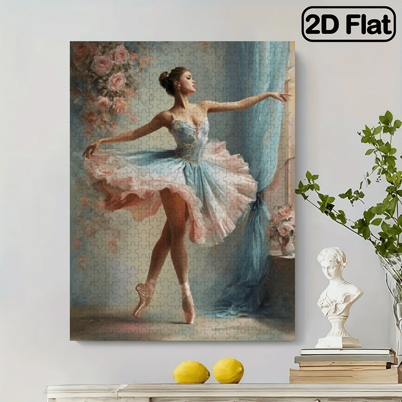 500pcs Elegant Ballerina Art Jigsaw Puzzle - Blue Pink Tulle Skirt ...