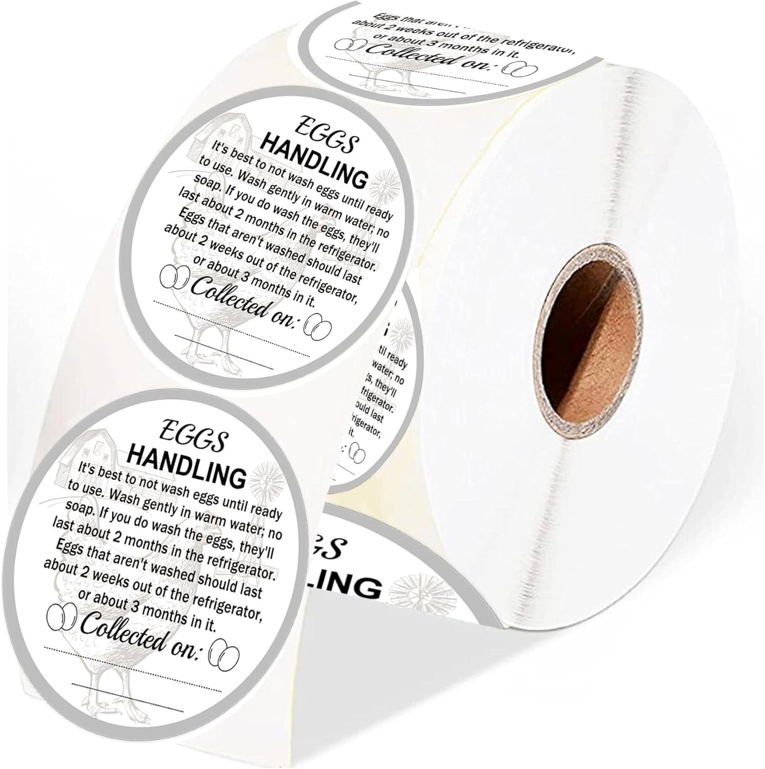 500pcs Farm Fresh Eggs Carton Labels Eggs Handling Stickers 2 Inch Egg ...
