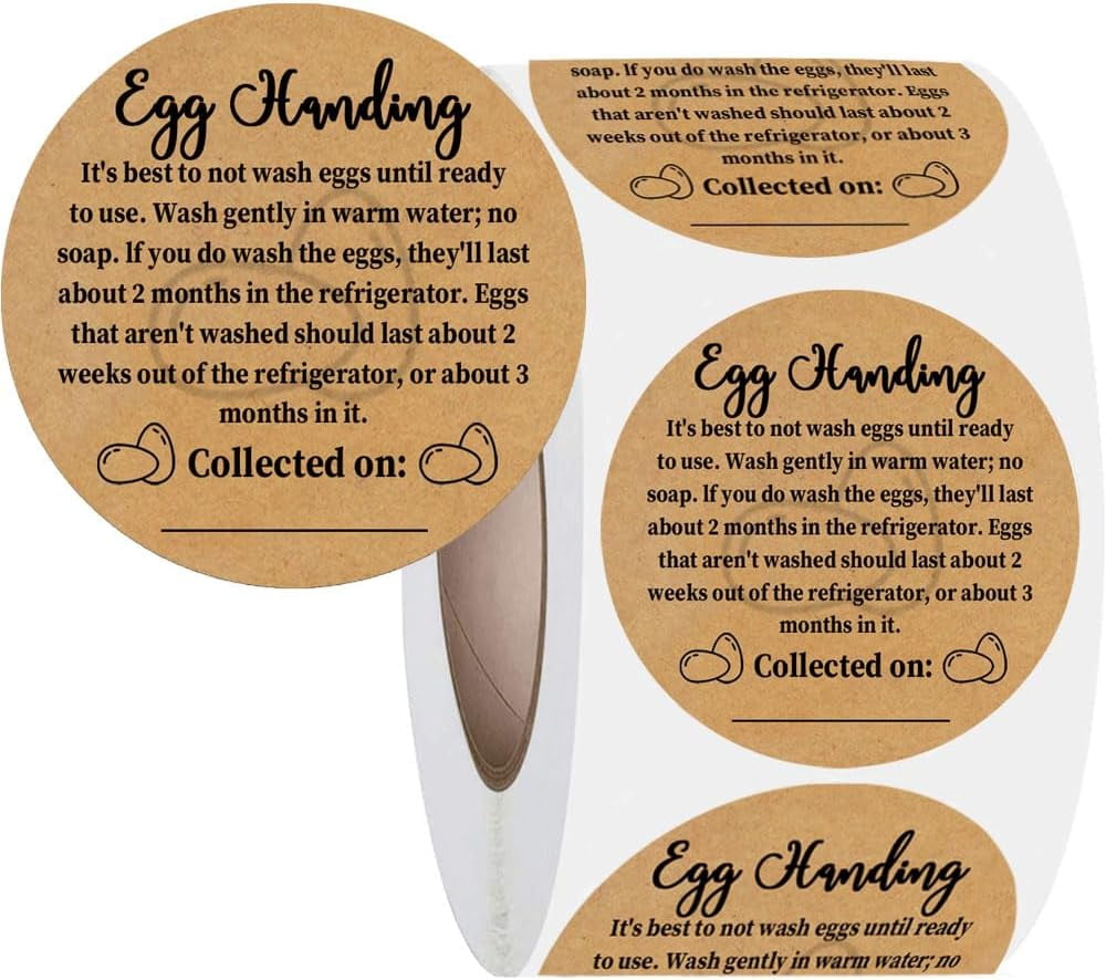 500pcs Farm Fresh Eggs Carton Stickers Kraft Paper Egg Carton Labels ...