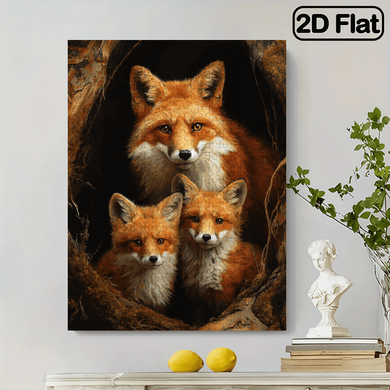 500pcs Fox Family Jigsaw Puzzle - Large-Sized Mother Cub Fox Warm ...