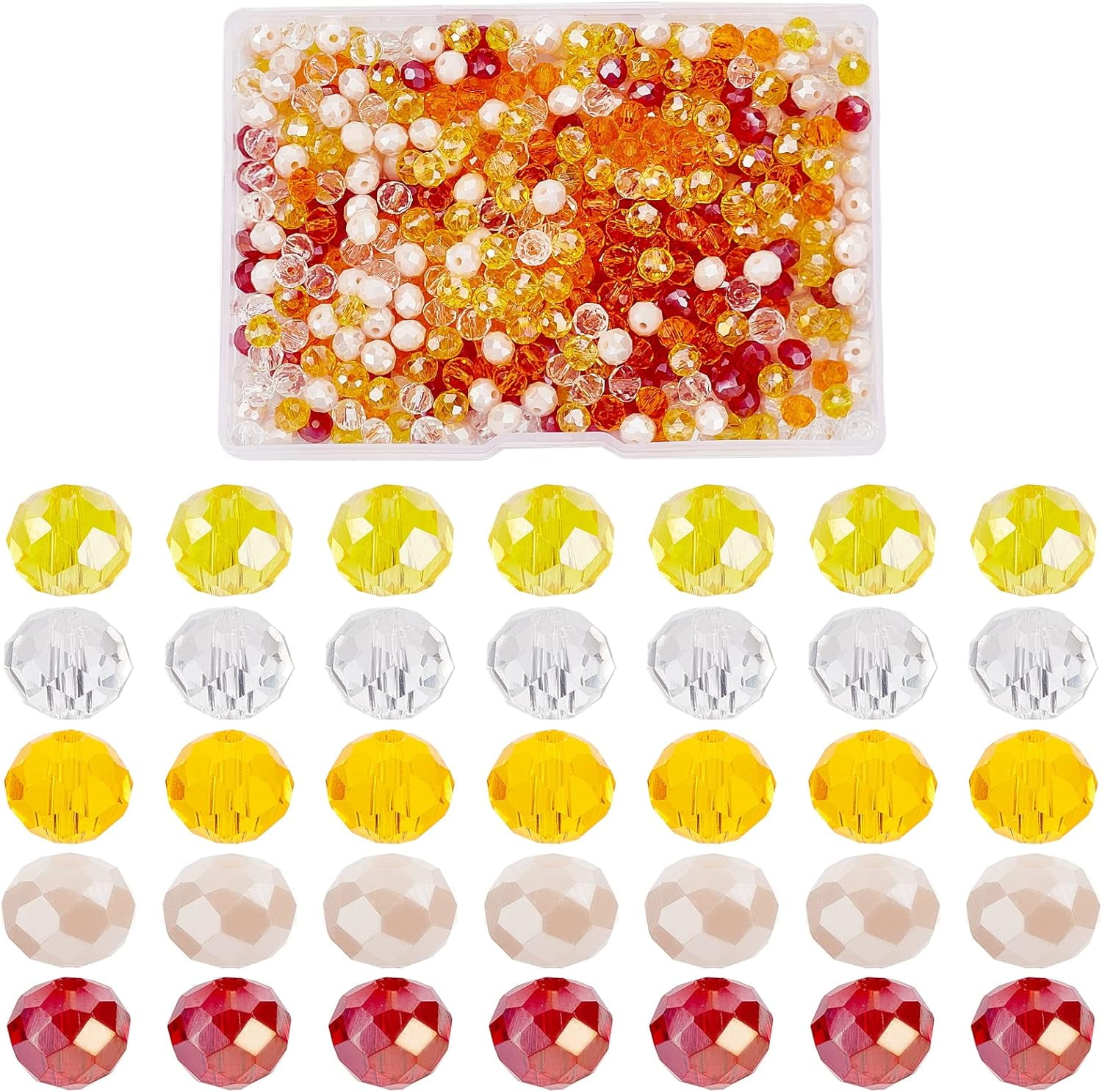 500pcs Glass Beads 6mm Orange Faceted Beads Fall Yellow Loose Beads ...