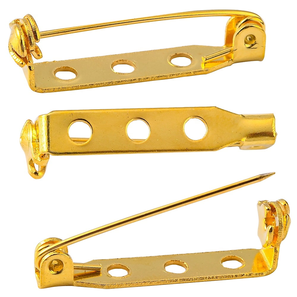 500pcs Iron Brooch Findings Back Bar Pins Golden 27mm long 5mm wide 7mm ...