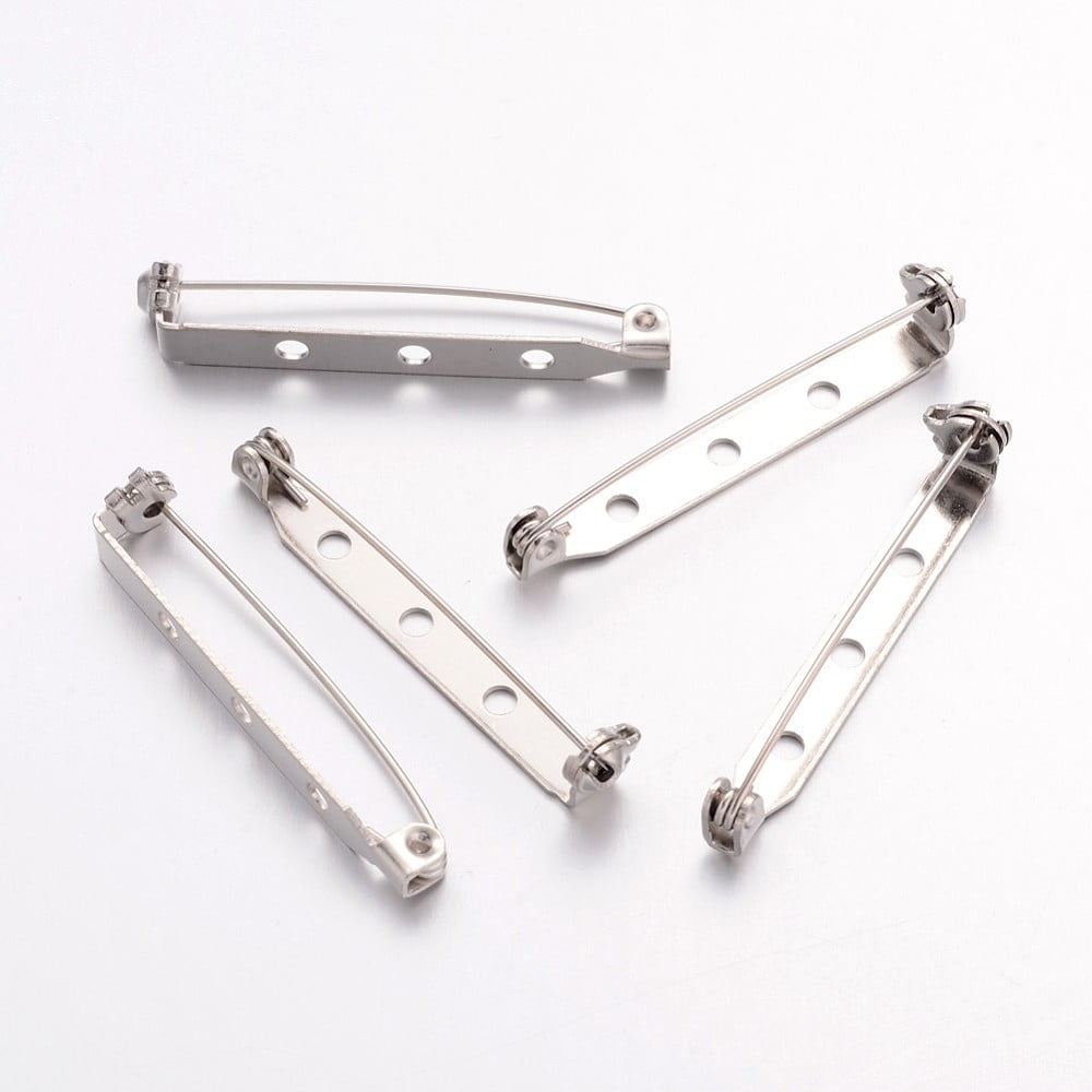 500pcs Iron Brooch Findings Back Bar Pins with Three Holes Platinum ...