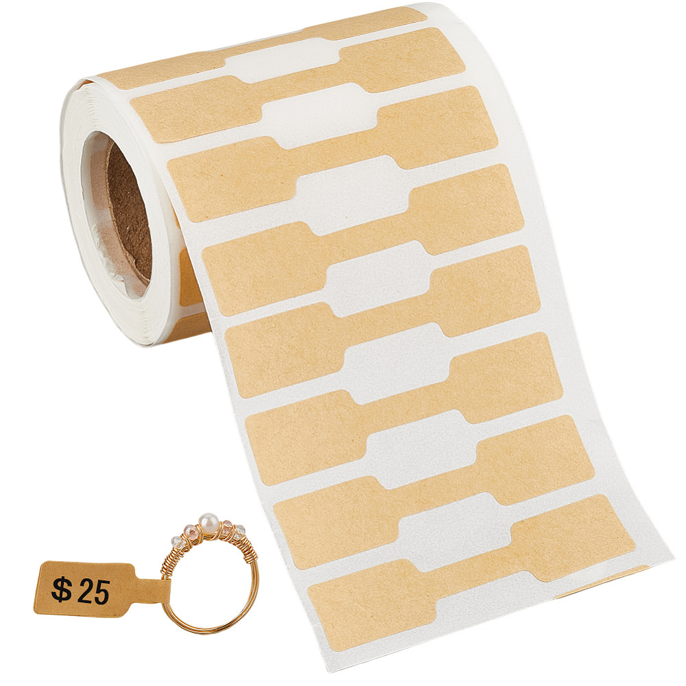 500pcs Jewelry Tags Roll Jewelry Price Stickers Tan Blank Self Adhesive ...