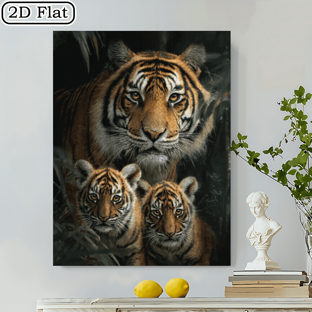 A 500pcs Jigsaw Puzzle for Adults Featuring a Mother Tiger And Her Two ...