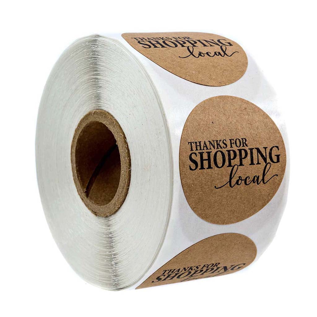 500pcs Kraft Paper Thanks for Shopping Local Stickers Round Seal Labels ...