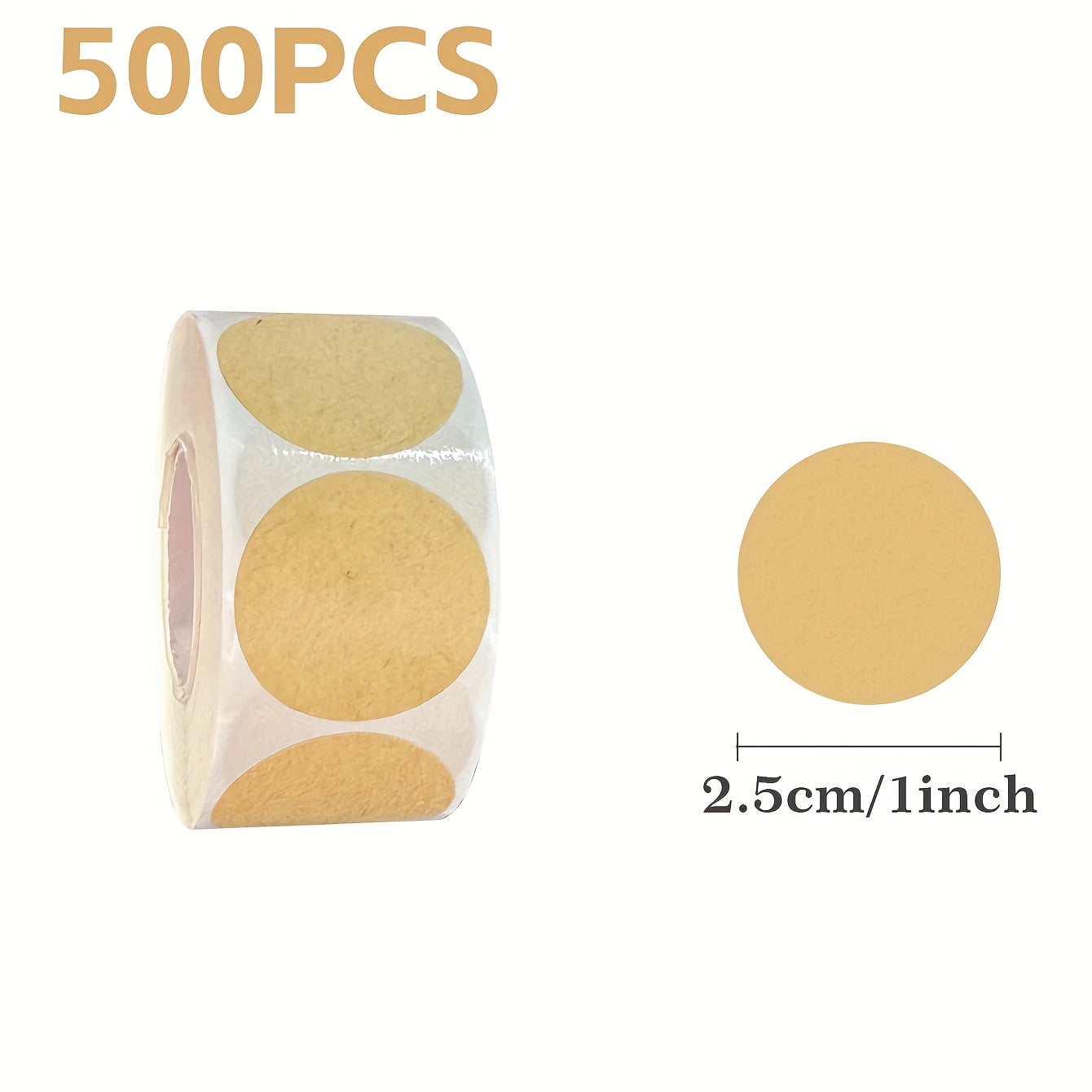 500pcs Kraft Round Label Stickers – 1-Inch Writable Brown Labels with ...
