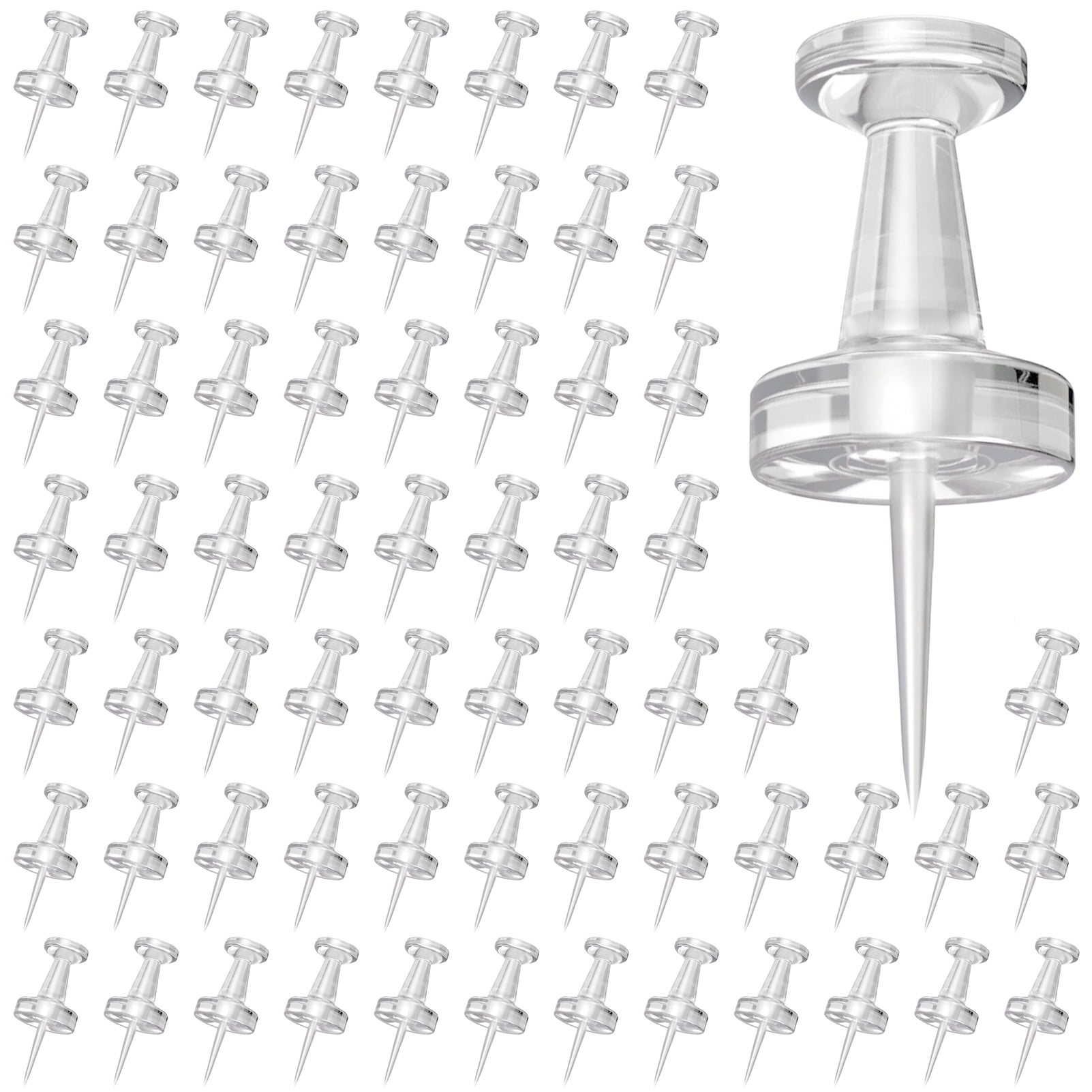 500pcs Map Pins Clear Push Pins Clear Plastic Heads by Inheming ...