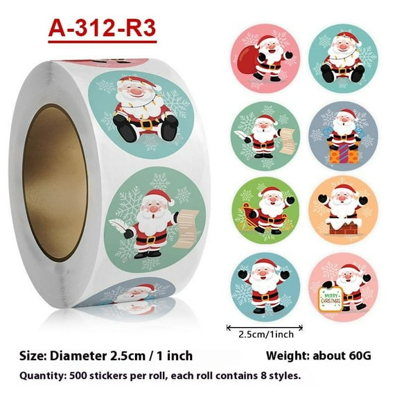 500pcs Merry Christmas Gift Stickers Santa Round Seal Labels Sticker ...