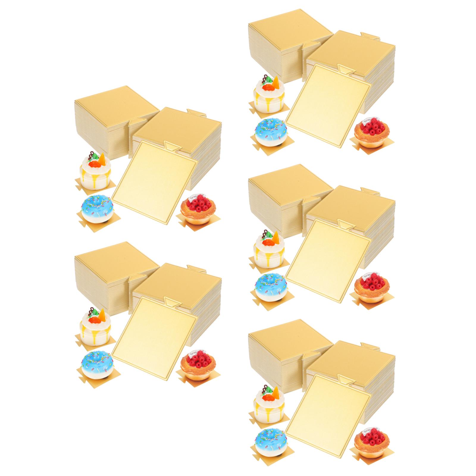 500pcs Mini Cake Boards, Small Square Gold Mousse Cake Cardboard Set ...