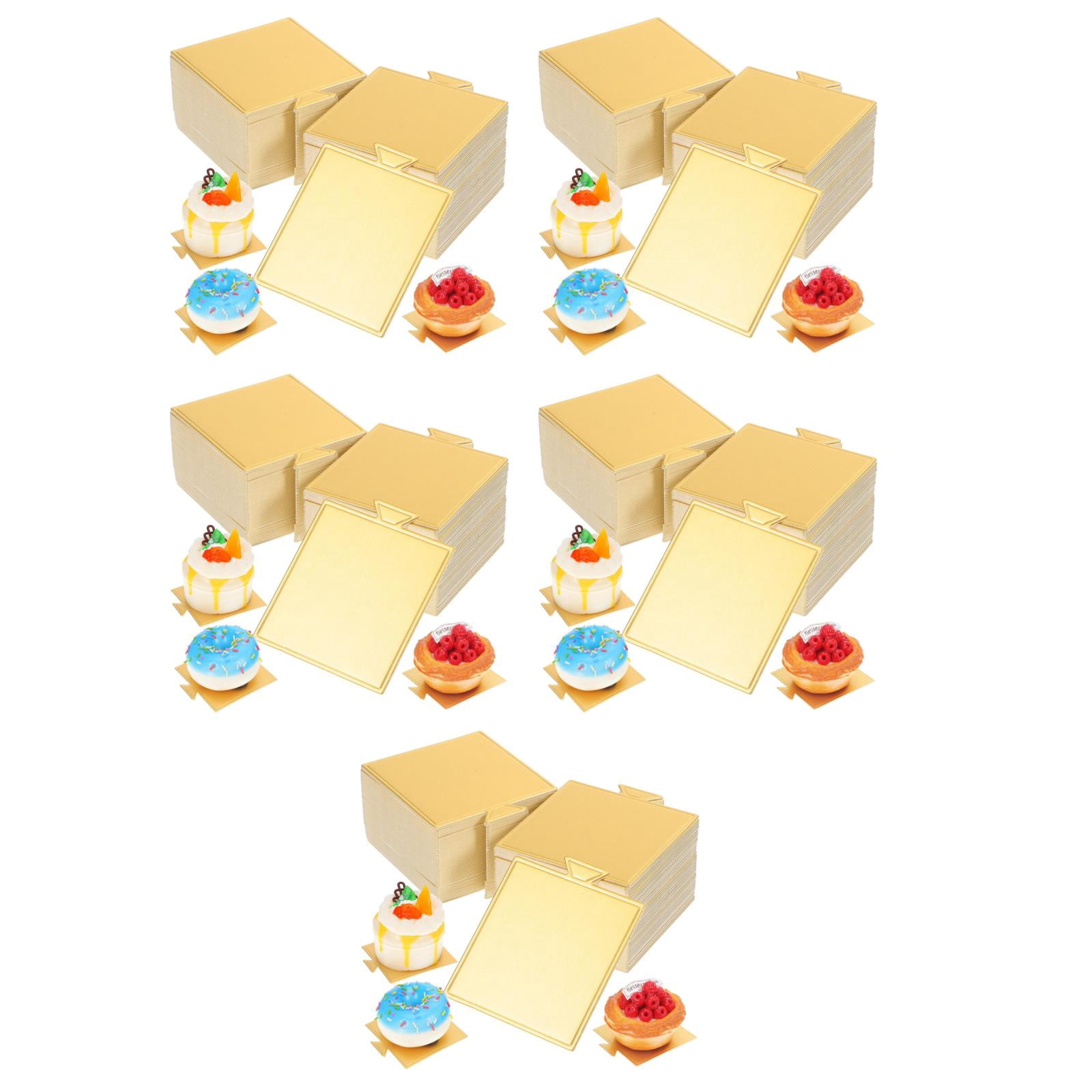 500pcs Mini Square Golden Cardboard Cake Base, Paper Dessert Tray for ...