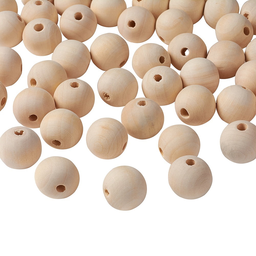 500pcs Natural Unfinished Wood Beads Round Wooden Loose Beads Spacer ...