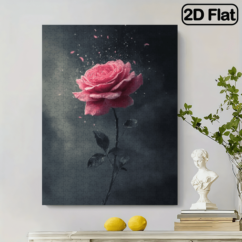 500pcs Pink Rose Petals Jigsaw, Dark Background Art, Perfect Family ...