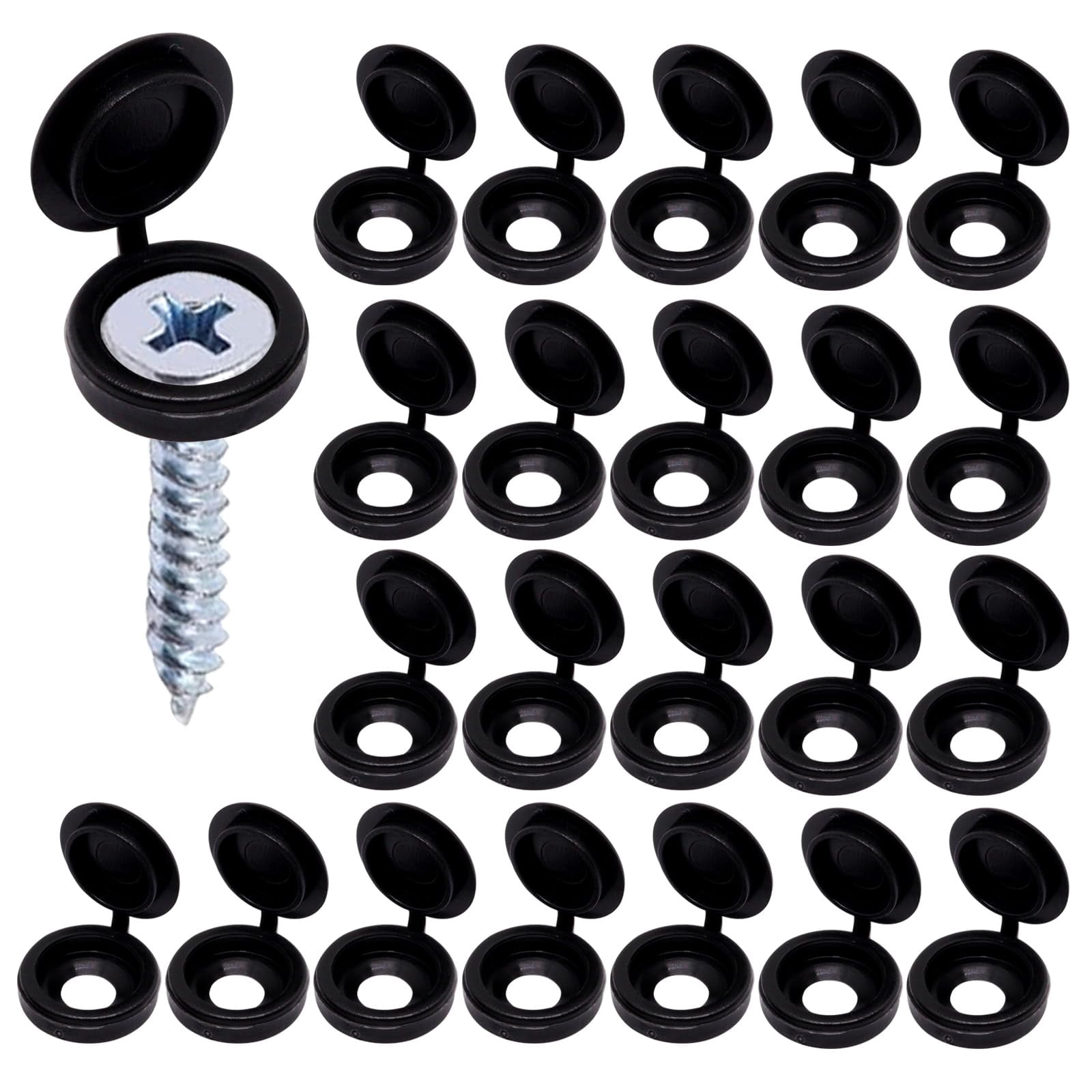 500pcs Plastic Hinged Screw Covers Caps, Flolding Screw Cap Covers Flip ...
