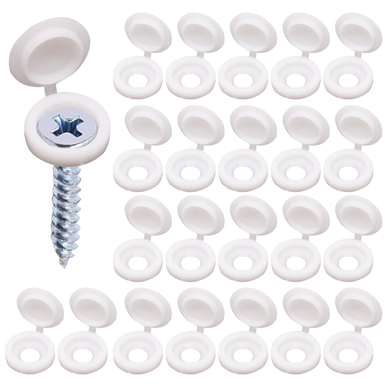 500pcs Plastic Hinged Screw Covers Caps, Flolding Screw Cap Covers Flip ...