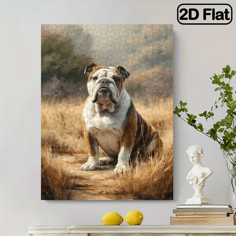 A 500pcs Puzzle Featuring a Bulldog Resting on The Grass, Suitable for ...