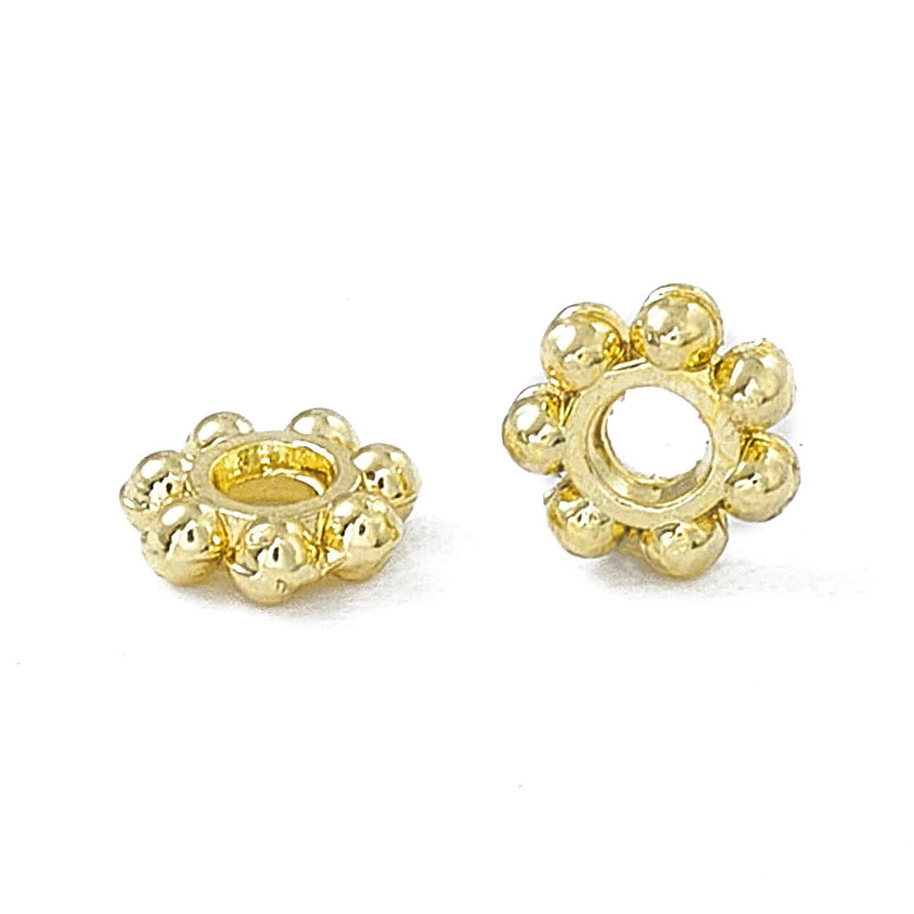 500pcs Rack Plating Alloy Spacer Beads Flower Light golden 4x1.2mm Hole ...