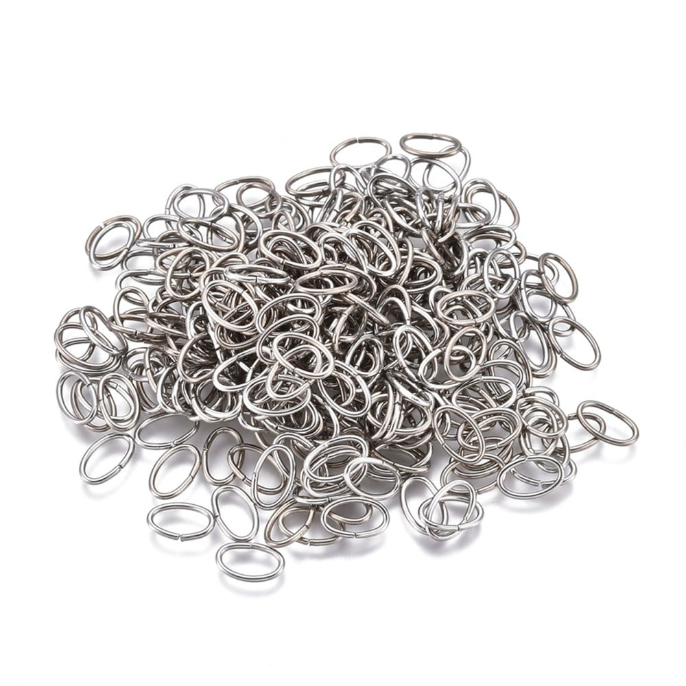 500pcs Resistant 304 Stainless Steel Open Jump Rings Oval Stainless ...