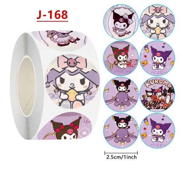 500pcs/Roll Cartoon Sanrio Stickers Kawaii Hello Kitty Kuromi Melody ...