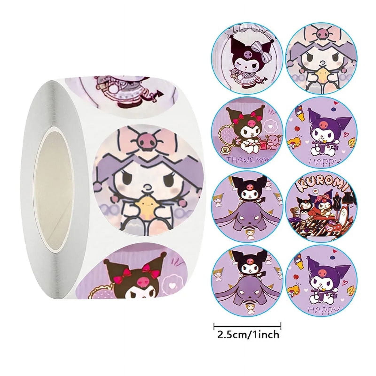 500pcs/Roll Sanrio Kuromi Stickers Reward Kawaii Hello Kitty Melody Diy ...