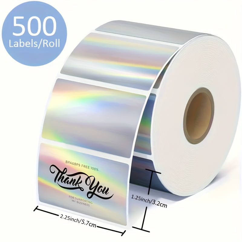 500pcs/Roll, holographic silver thermal sticker labels 2.25 "x 1.25 ...