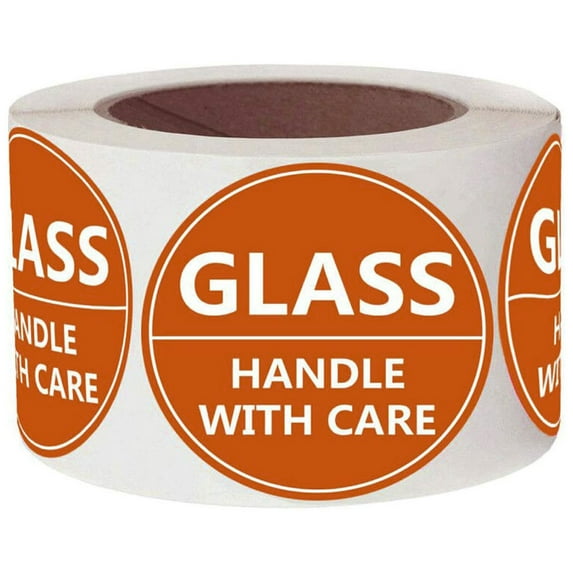 500pcs Round Glass Stickers Please Handle with Care Labels Fragile ...