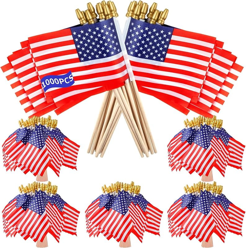 500pcs Small American Flags on Stick, Handheld 4 x 6 Inchs Mini ...