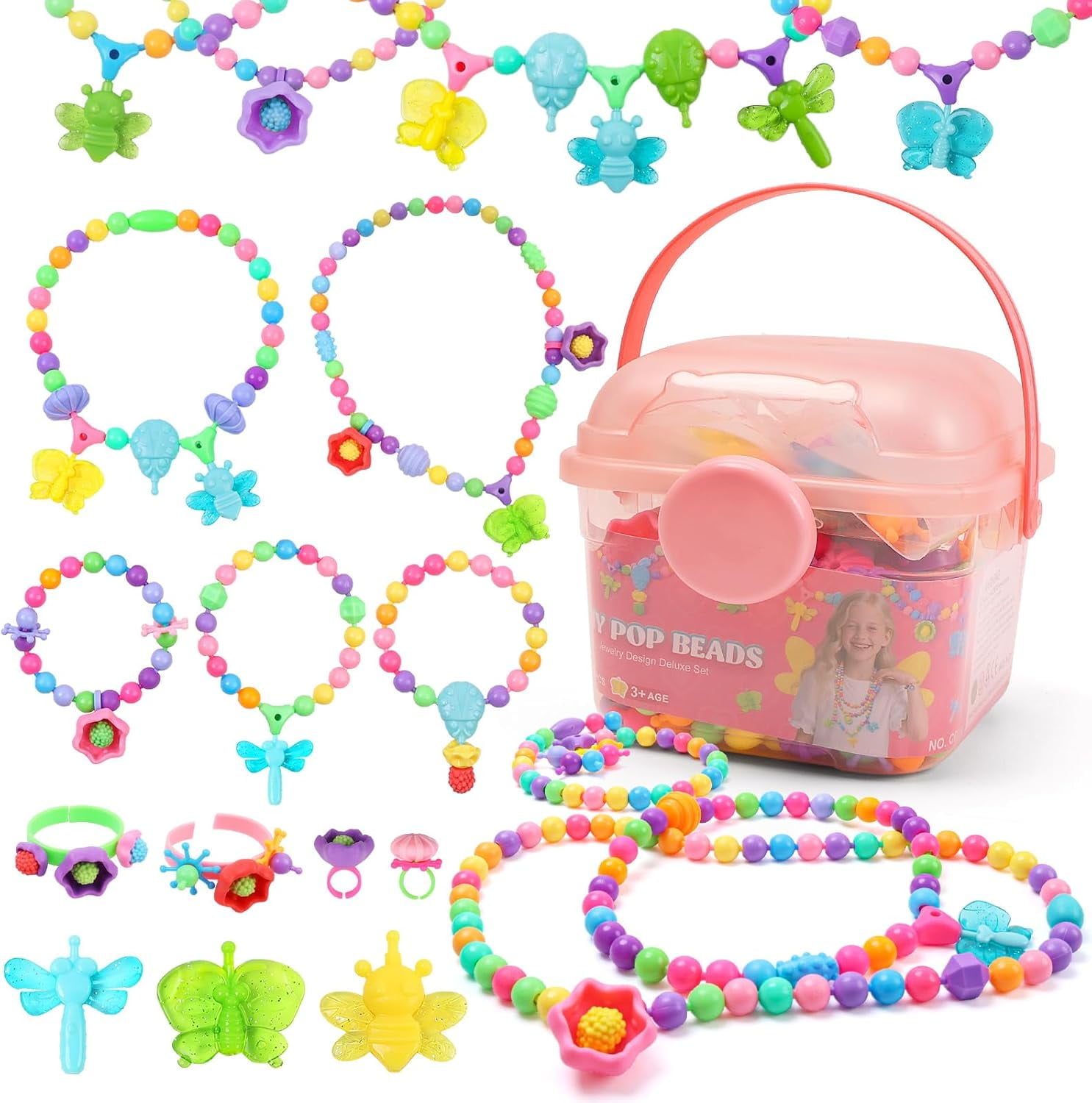 500pcs Snap-On Jewelry Making Kit for Kids - GILI Pop Beads 3-8yr ...